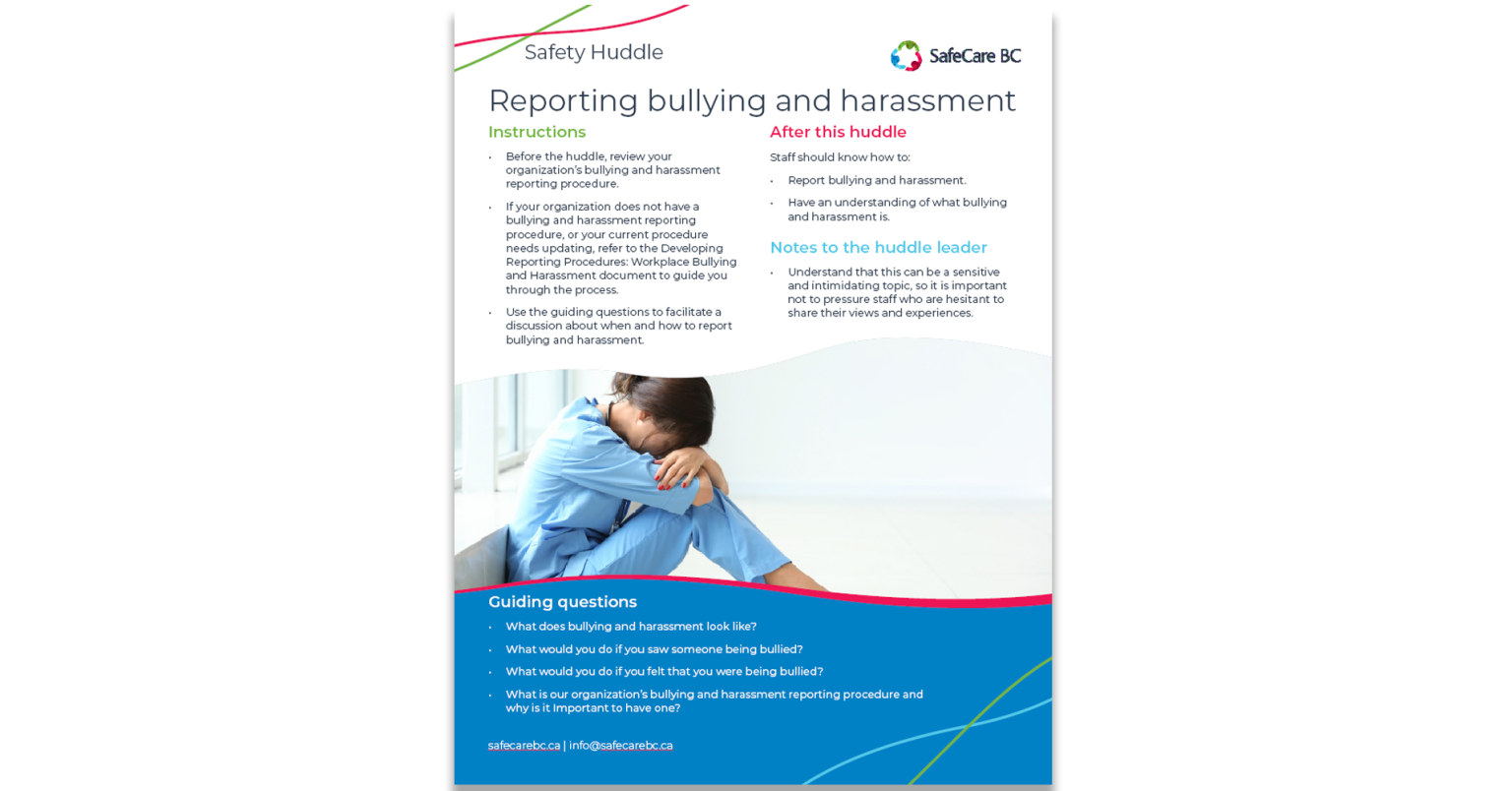 Reporting bullying and harassment - SafeCare BC