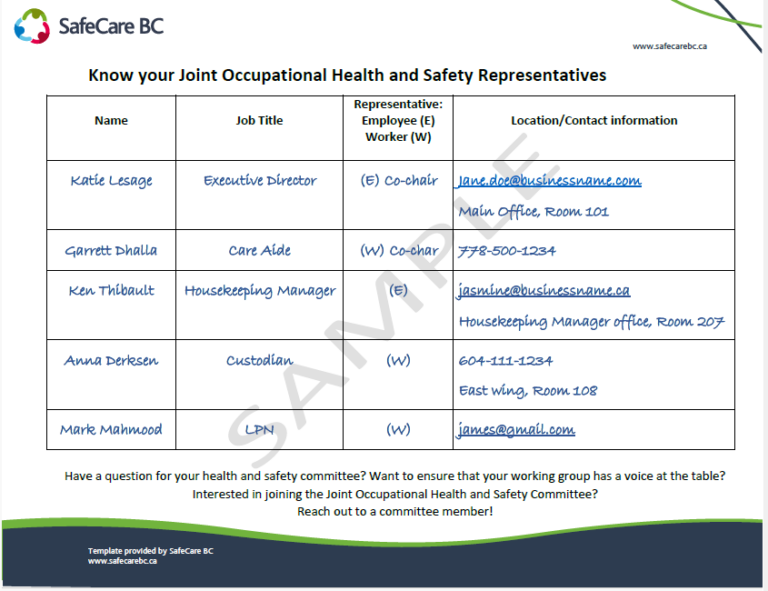 Joint Occupational Health and Safety Poster Package - SafeCare BC