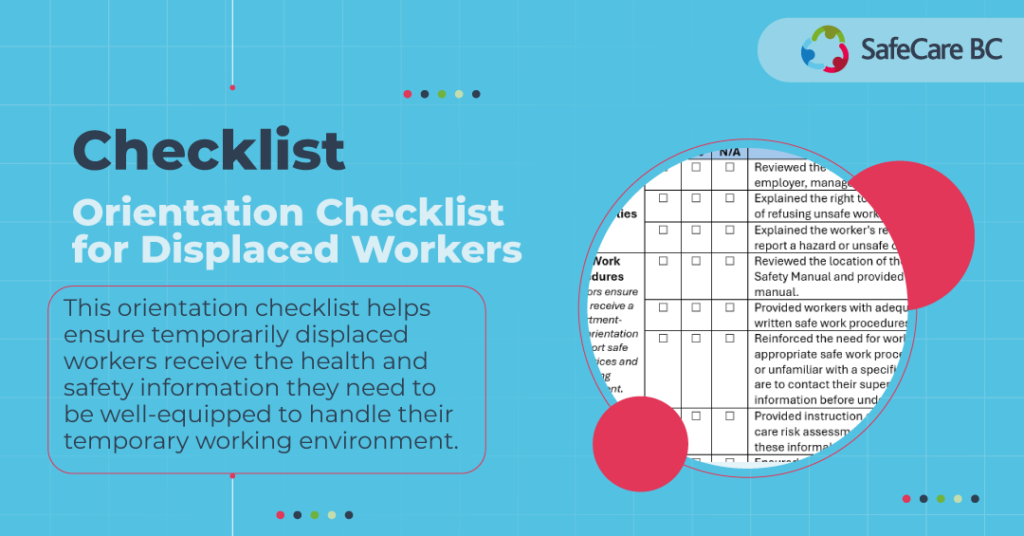 Orientation checklist for displaced workers - SafeCare BC