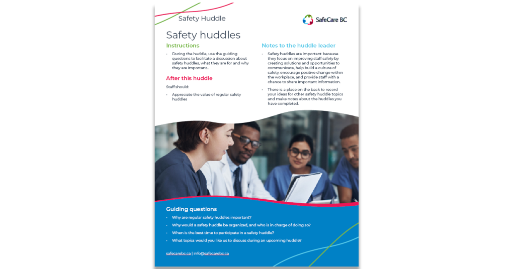 Safety huddles - SafeCare BC