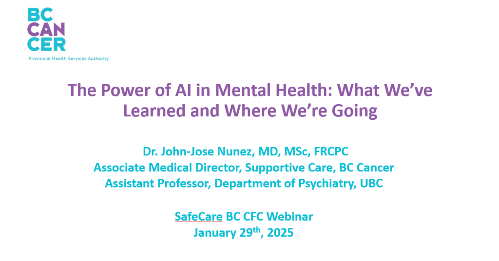 How AI is shaping the future of mental health care - Webinar slides - SafeCare BC