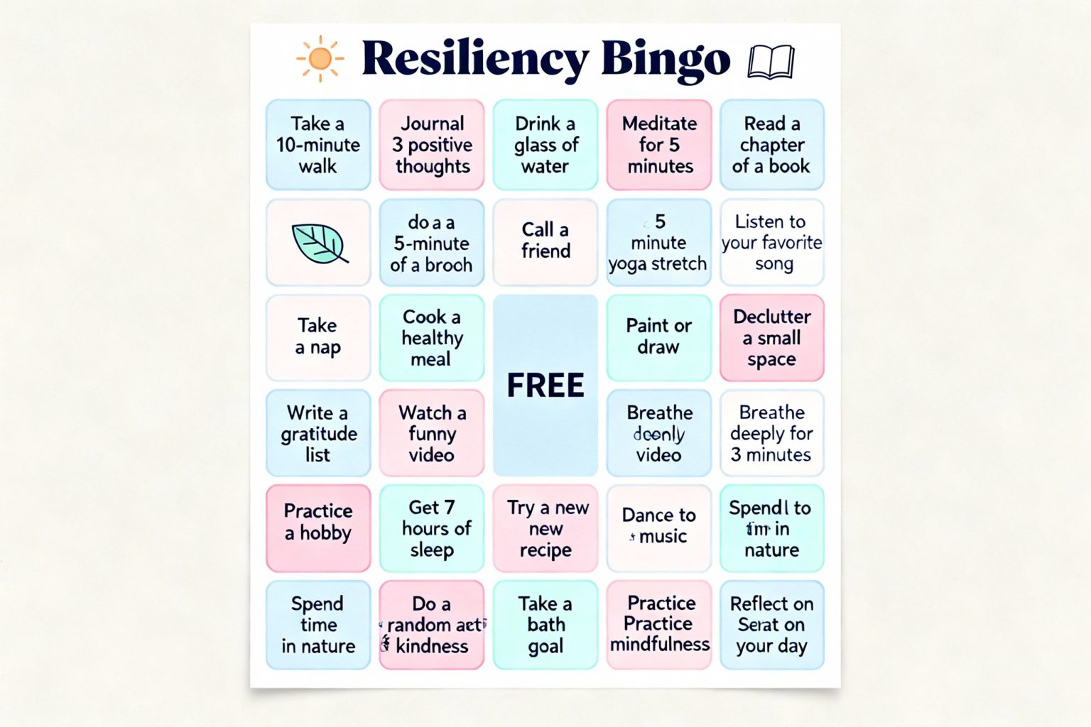 Resiliency Bingo - SafeCare BC